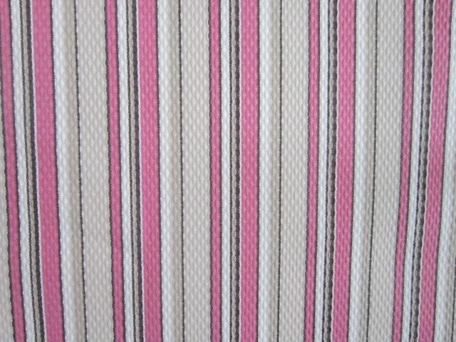Pink Stripe Cotton Fabric By The Yard Pink White Beige Brown