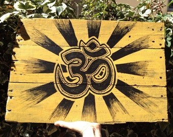 Reclaimed Wood Art: Aum/Om Sunrise (Original)