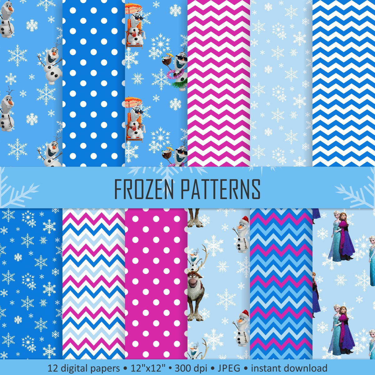 Buy 2 Get 1 Free Digital Frozen Patterns winter papers