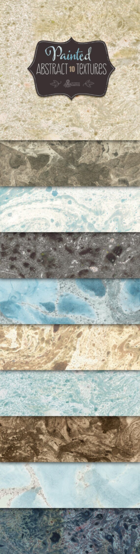 Abstract Painted Textures: 10 Digital Paper Pack. Textured