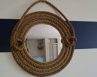 Rope Mirror,20", Large, Nautical, Decor, Ocean, Beach, Round, Sisal ...