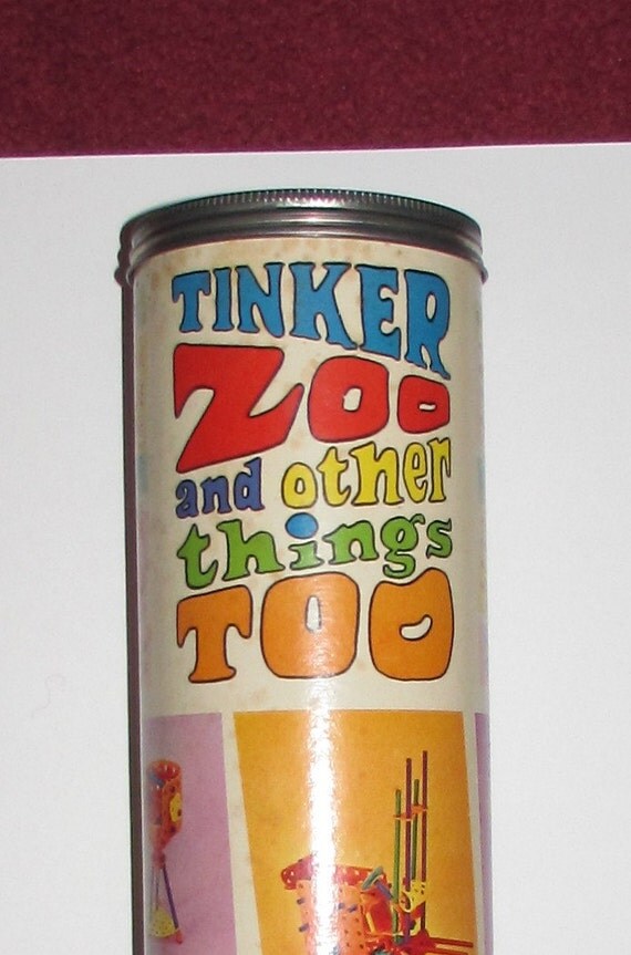 Vintage Tinker Toy Zoo Tube Container ONLY 237 by PuppyLuckArt