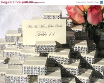 Place card holder -Ivory Place Card Holder trimmed with a crystal wrap ...