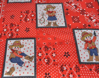 Vintage Cowgirl Cowboy Western Fabric 3/4 yd