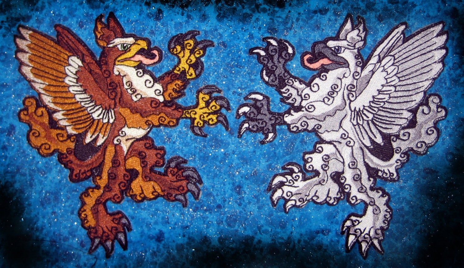 HUGE Rampant Griffin Heraldic Heraldry Iron on Patch Many