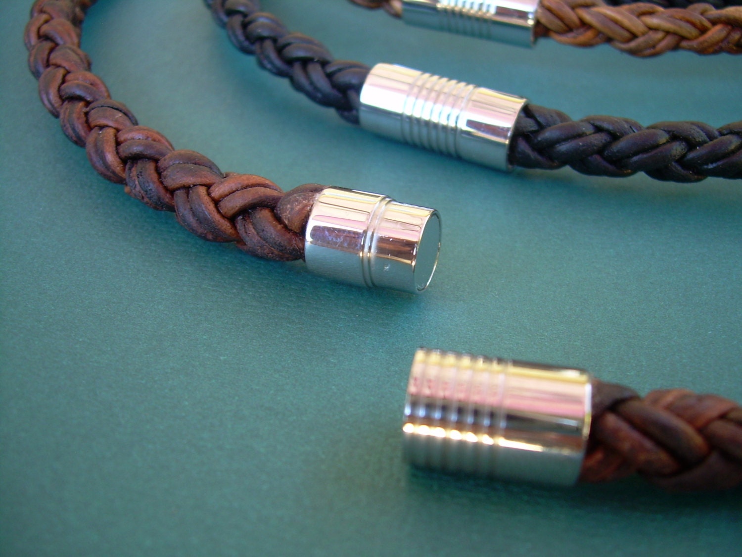 Thick Braided Leather Necklace for Men Stainless Steel