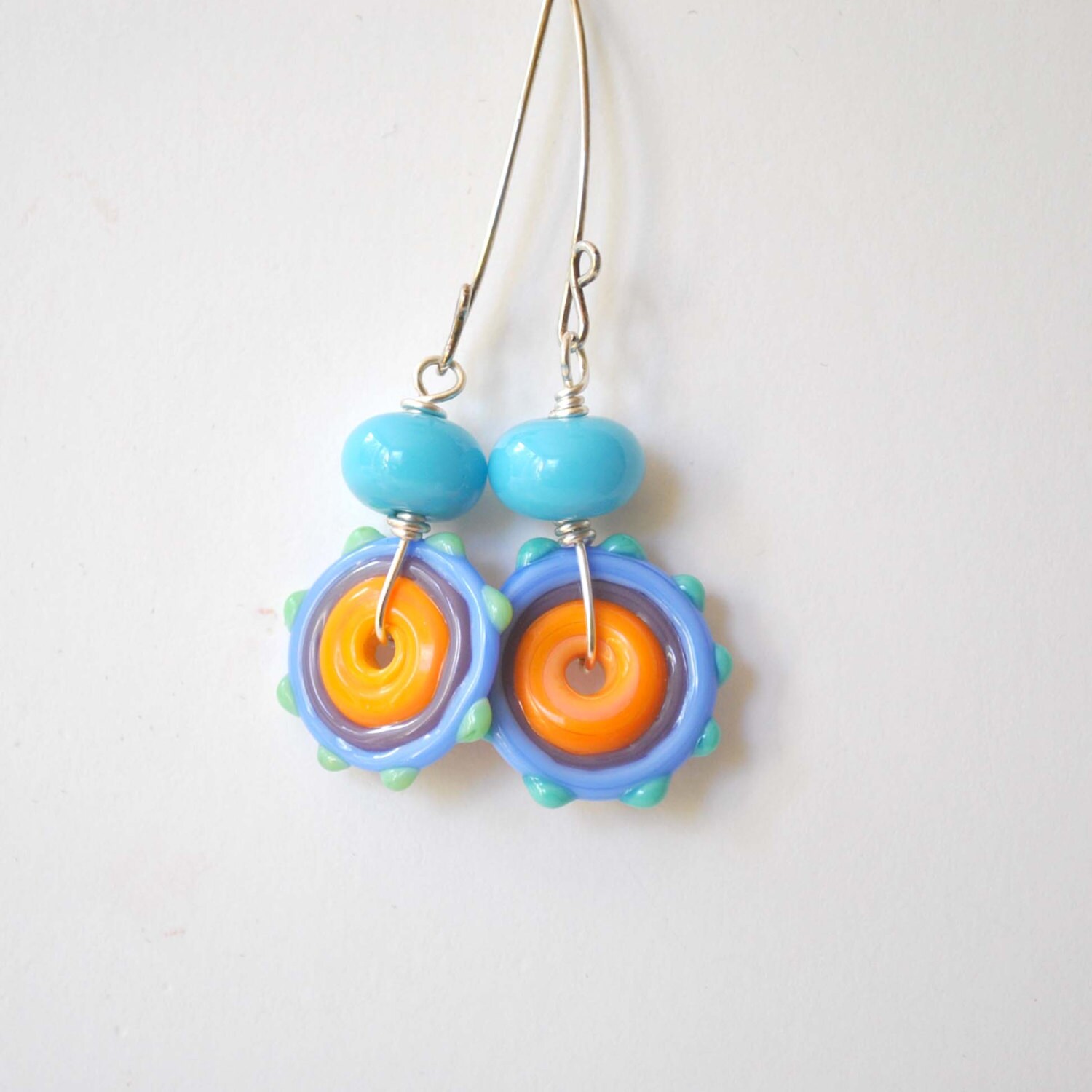 Colorful Disc Earrings Lampwork Glass Earrings Artisan