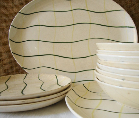 13 Piece VINTAGE Stetson Pottery AMERICAN Heritage Dinnerware