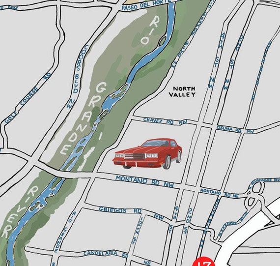 Breaking Bad Map Illustration Print Fan Art TV Television