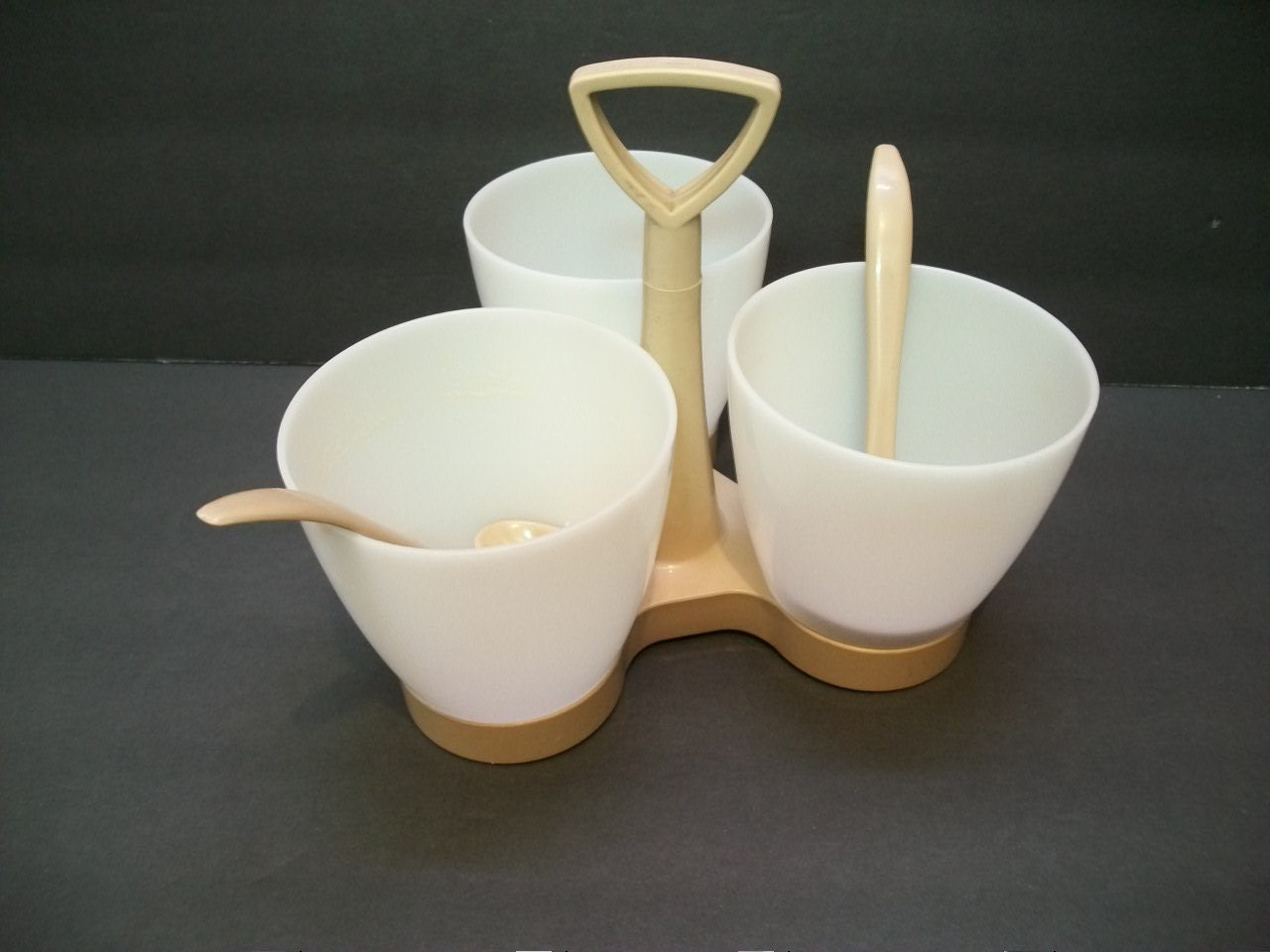 Vintage Tupperware Condiment Caddy, Three compartment Condiment Holder ...