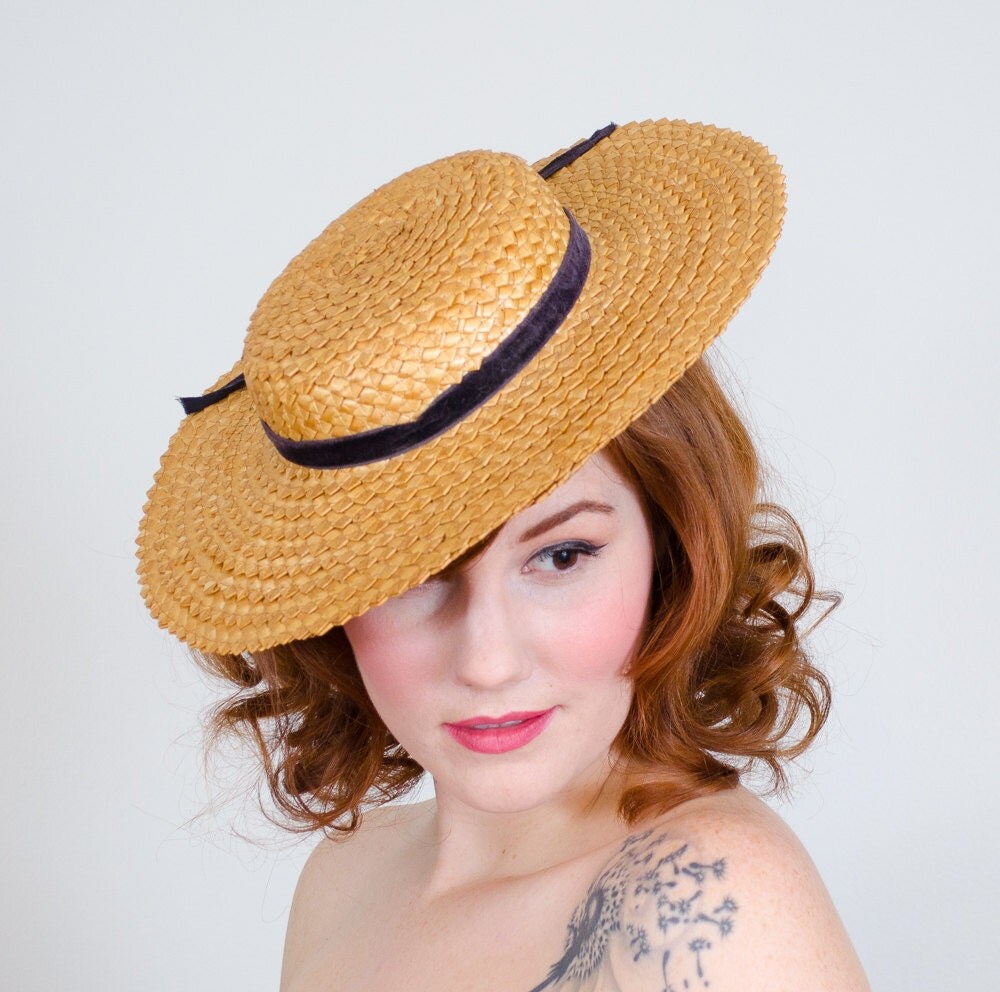1940s vintage hat / straw boater / Simple Chic – Haute Juice