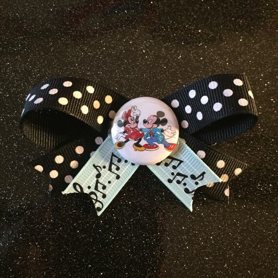 Items similar to Sock Hop Mickey and Minnie Mouse Hair Bow on Etsy