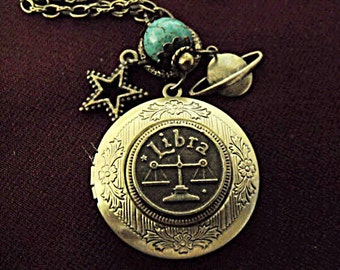 Silver Locket Necklace Zodiac Symbol Sagittarius by AGothShop