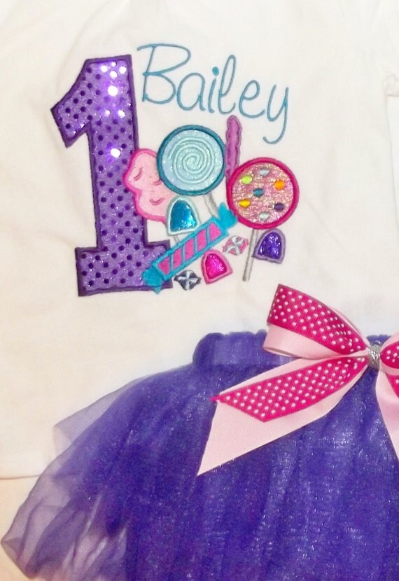 Candy Applique Number 1 Machine Embroidery by LilliPadGifts