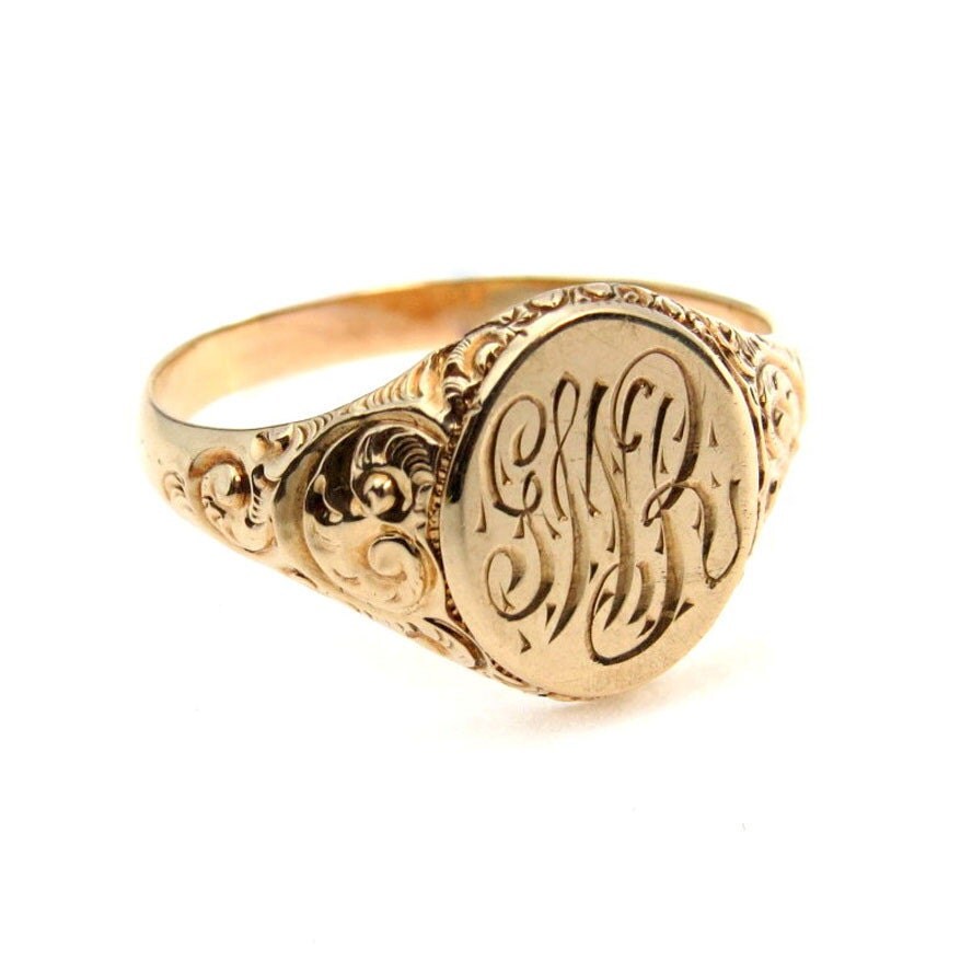 Antique Signet Ring Victorian Gold Ring Victorian Signet