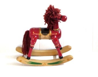 Red rocking horse | Etsy