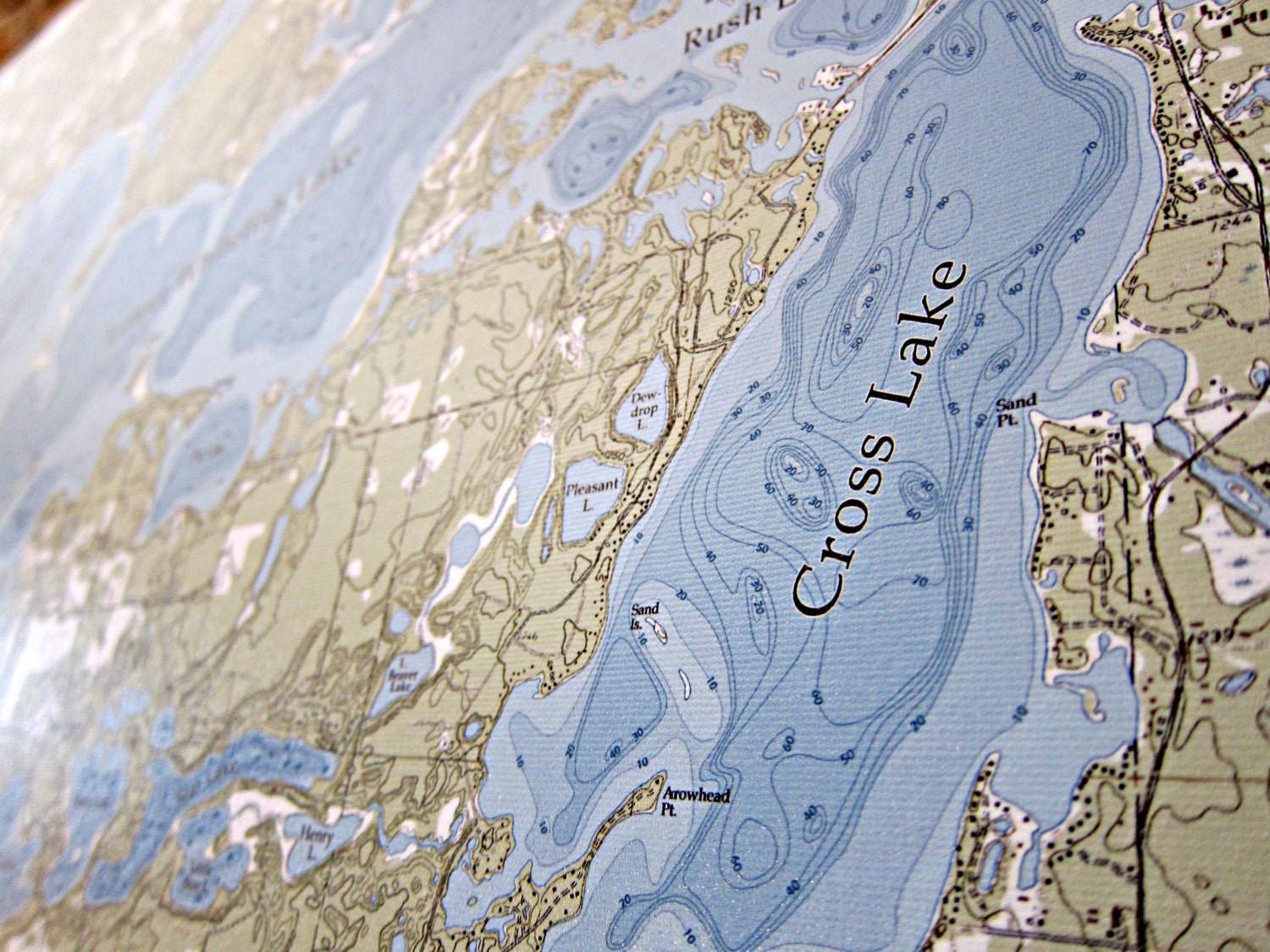 Whitefish Chain of Lakes Canvas Lake Map by blueprintmaps on Etsy