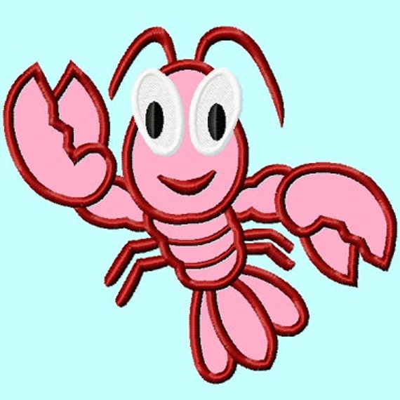 Red Crawfish APPLIQUE Embroidery Designs INSTANT DOWNLOAD