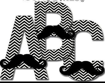 Popular items for mustache alphabet on Etsy
