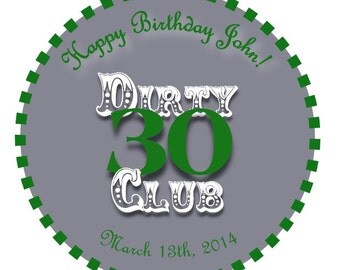 30th Birthday - Personalized Dirty 30 Club Hangover Helper Favor Tag or ...