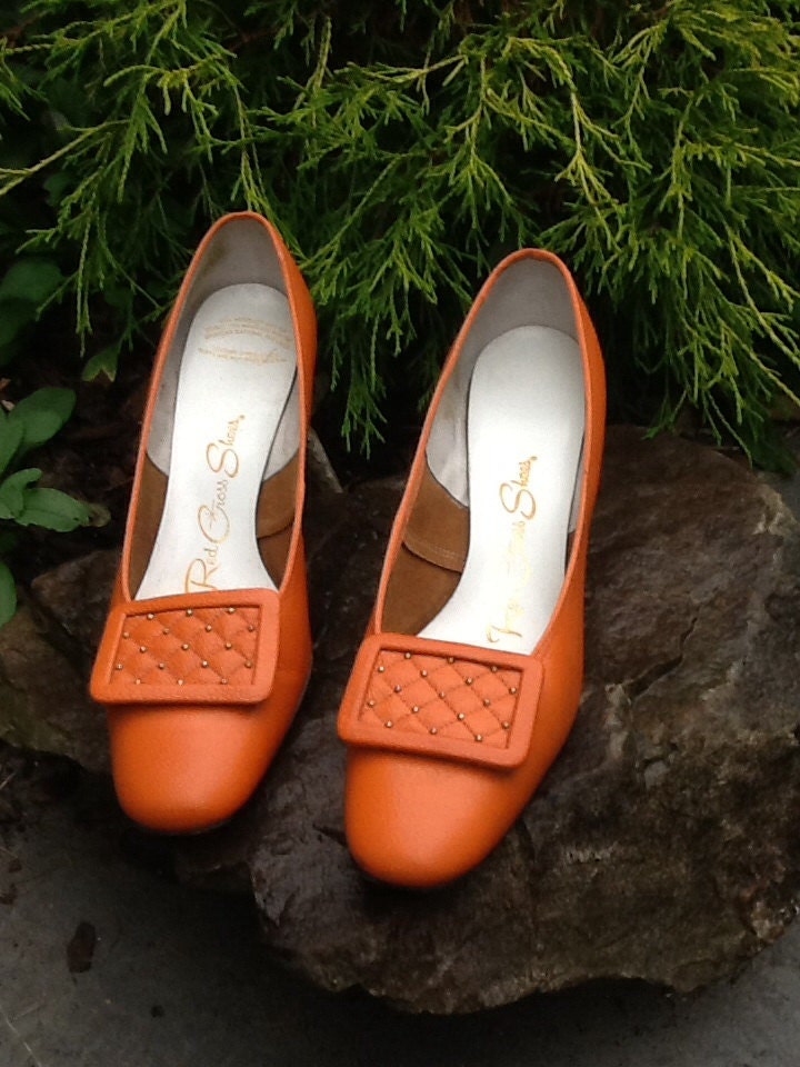 Mod Orange 60's Red Cross Shoes Orange Heels