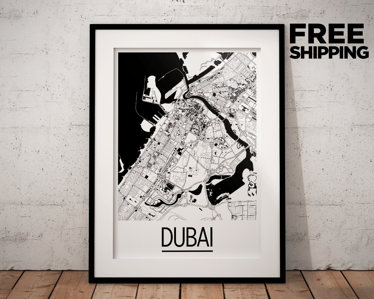 Dubai Map Poster uae Map Print Art Deco Series by iLikeMaps