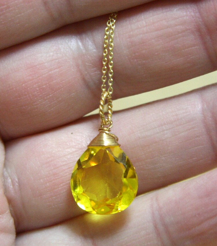 Bright Lemon Yellow Citrine Heart Briolette by JuJuBeJewels