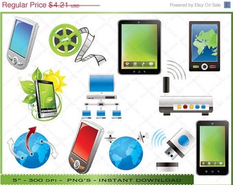 50% OFF SALE Technology Clip Art Graphics / Computer / Cell Phone / For ...
