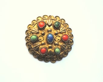 Antique French Hand Painted Brooch by MadameMauricette on Etsy