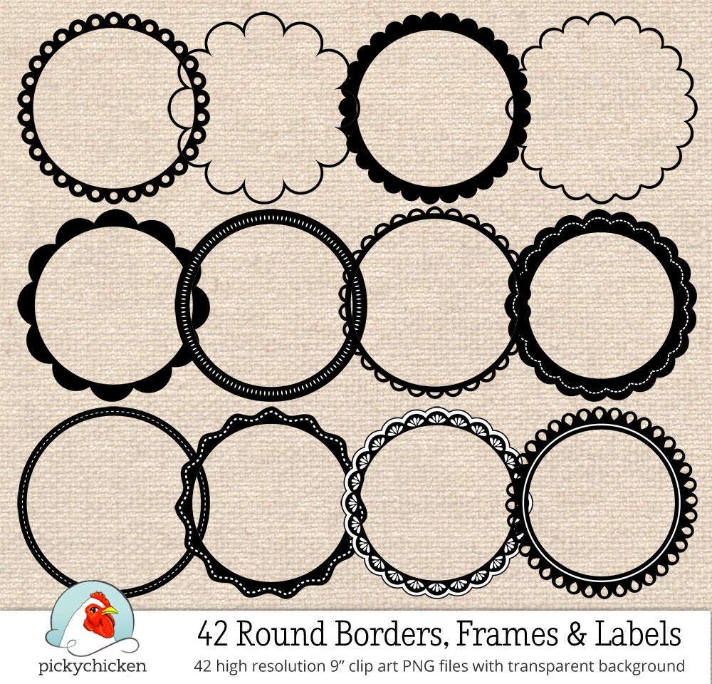 Circle frames clip art 42 black & white digital borders