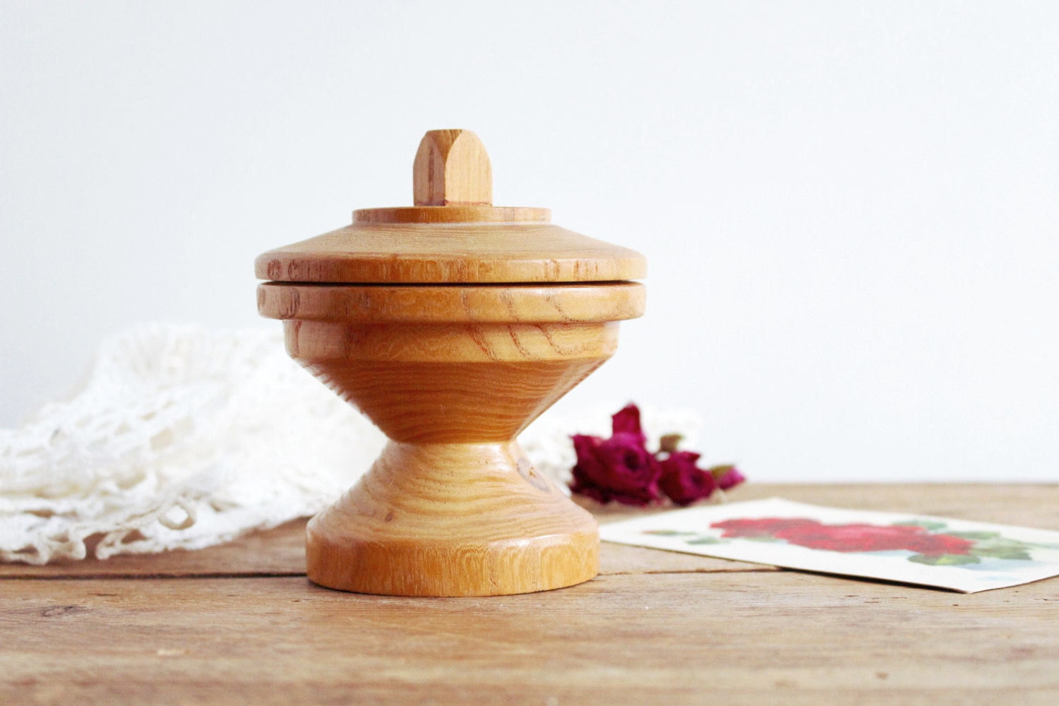 Vintage Swedish Footed Wooden Box with Lid, Jewelry Box, Round Trinket ...