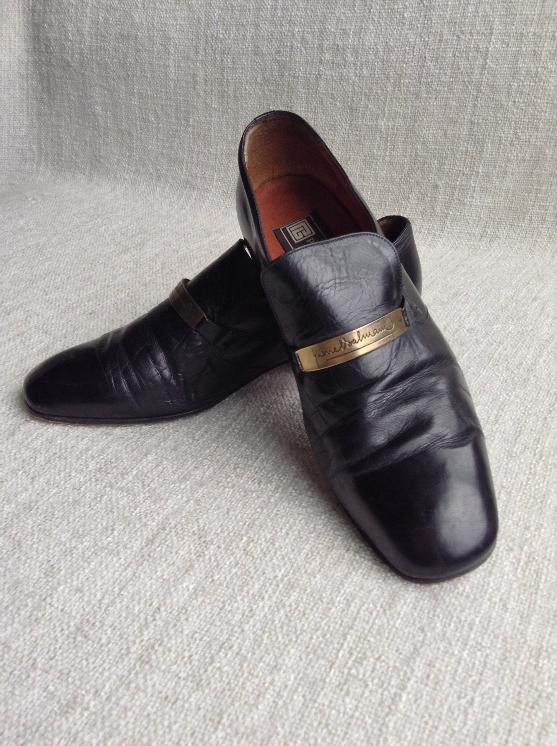 Pierre Balmain Calligrahy Signature metal plate on black genuine ...