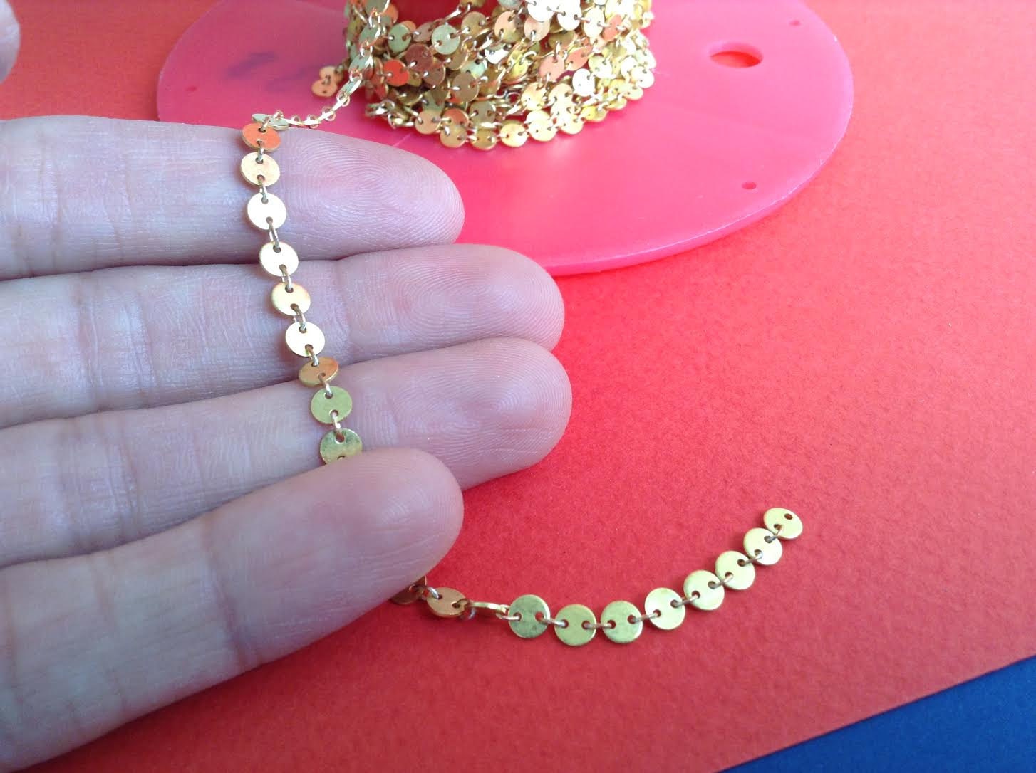 1 Foot Gold Plated Round Button Chain Supplies fine chains