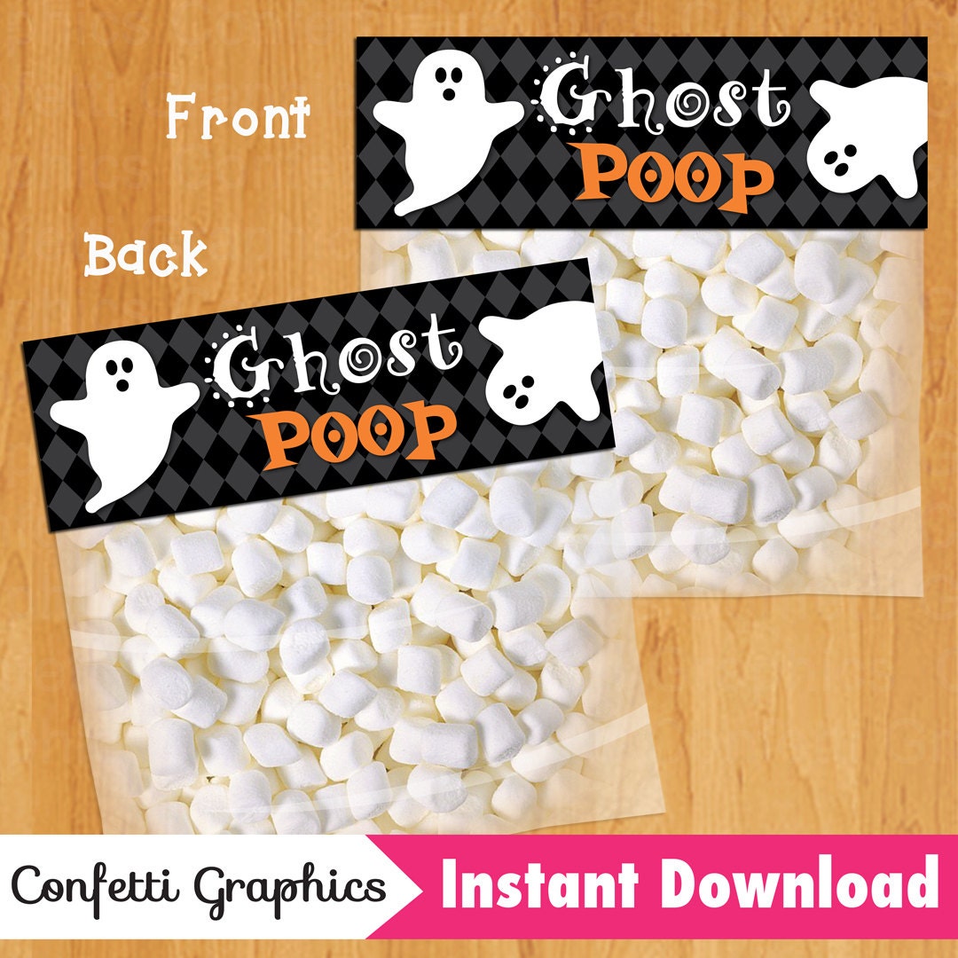 Halloween Ghost Poop Marshmallow Treat Bag by ConfettiGraphics