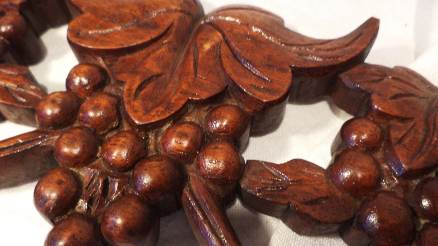 Hand Carved Furniture Fragment, Grape Leaf Clusters, Antique Wood ...