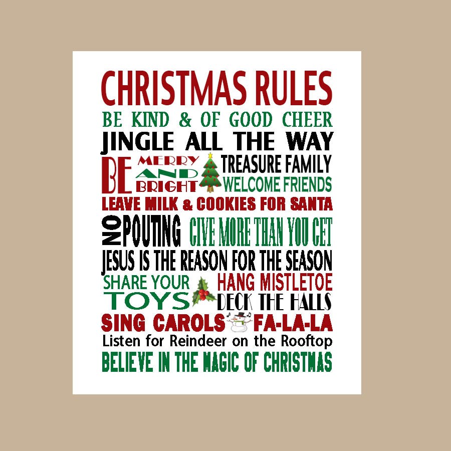Christmas Rules Subway Art Christmas by DaizyBlueDesigns on Etsy