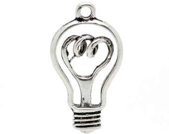 10Pcs Antique Brass light bulb Charms light bulb Pendants