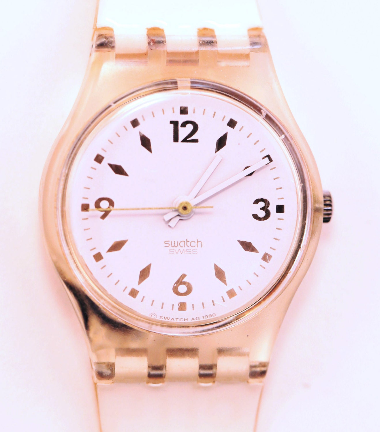 Vintage 1990 white Swatch watch with diamond pattern numbers – Haute Juice