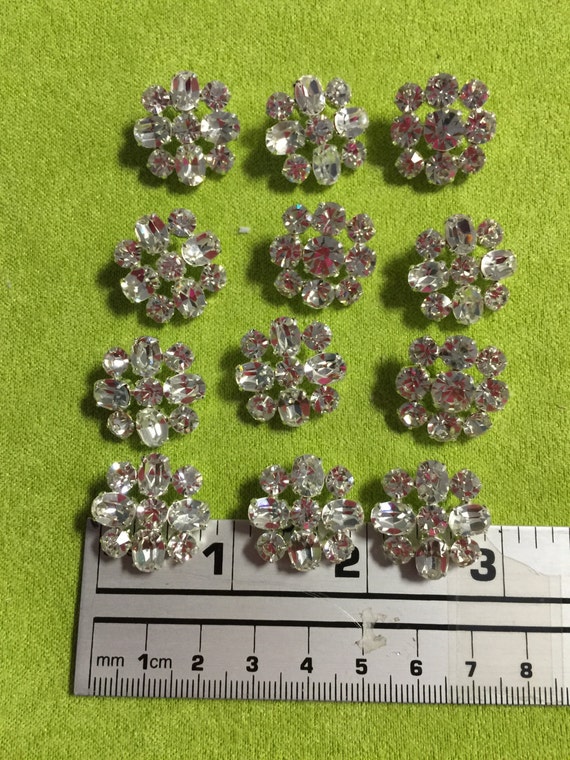 12 Czech Rhinestone Buttons. Made in Czech by AnafrezNotions