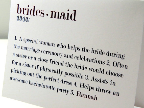 Custom Color Personalized Bridesmaid by SecondCityStationery