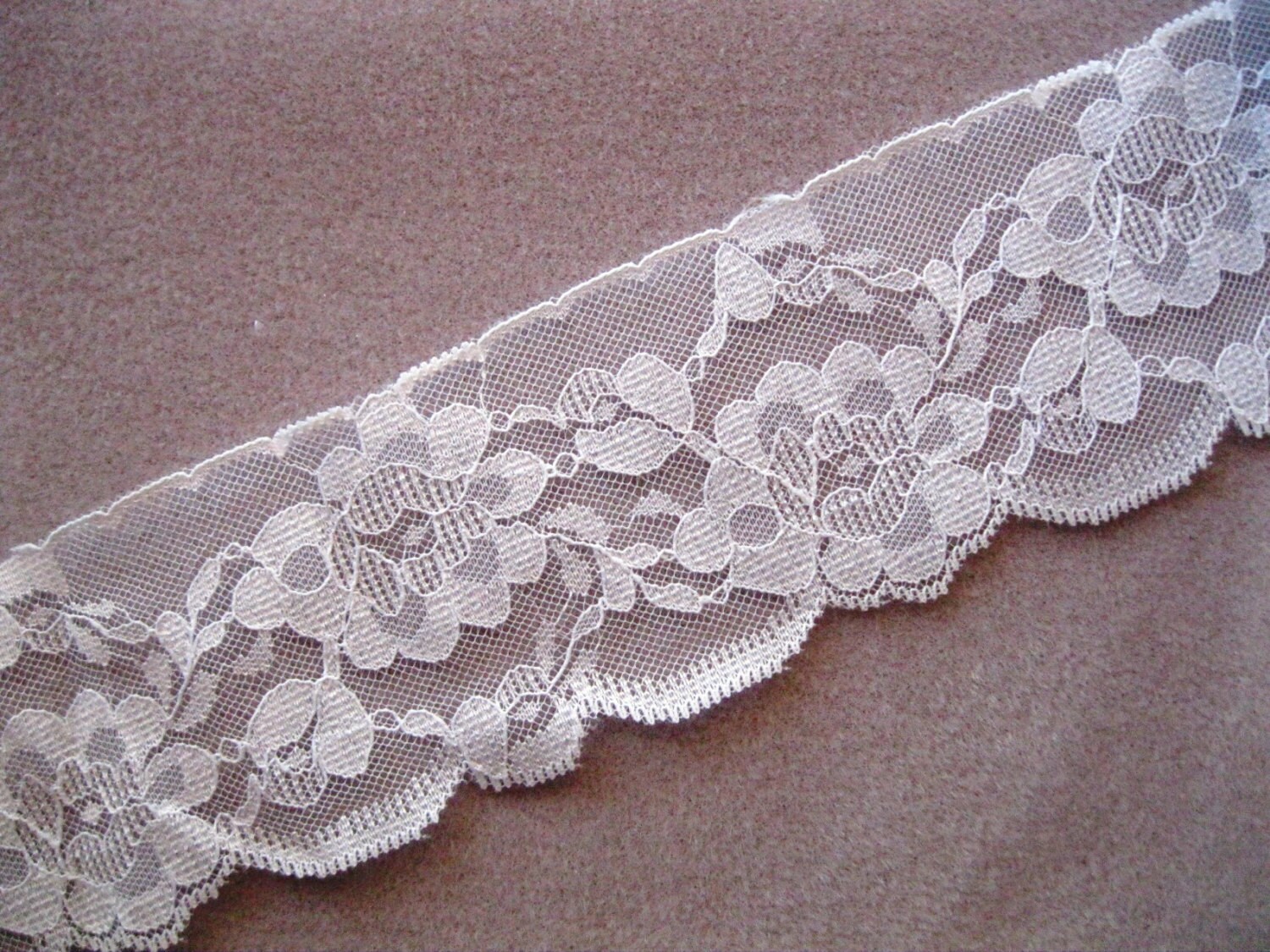 White Ruffled Scalloped Lace Trim 2 Yards 2 by BamaLulaSupplies