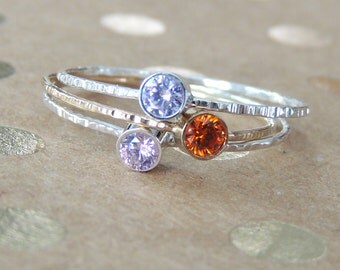 Choose any 3 CZ Gold Rings, Yellow or White Gold CZ Stackable Rings ...