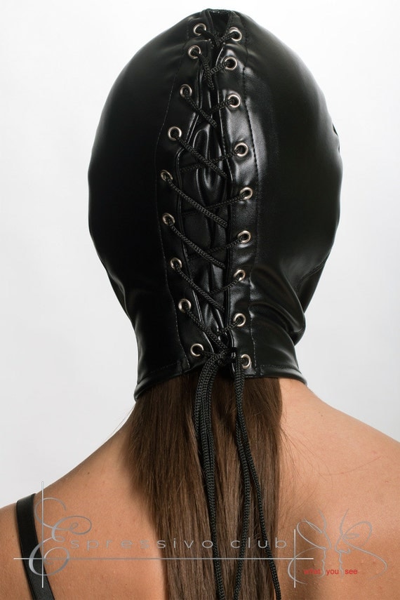 Leather Hood Mask With Soft Blindfold And Mouth By Espressivoclub