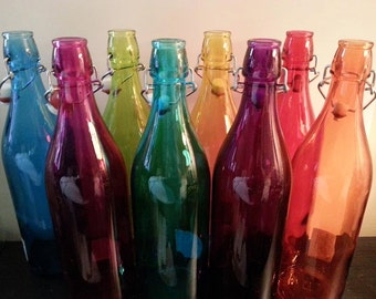 Colored glass bottle | Etsy