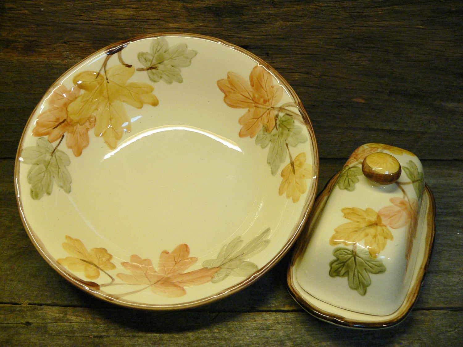 FRANCISCAN WARE: Butter Dish and Bowl, “October” Pattern – Haute Juice