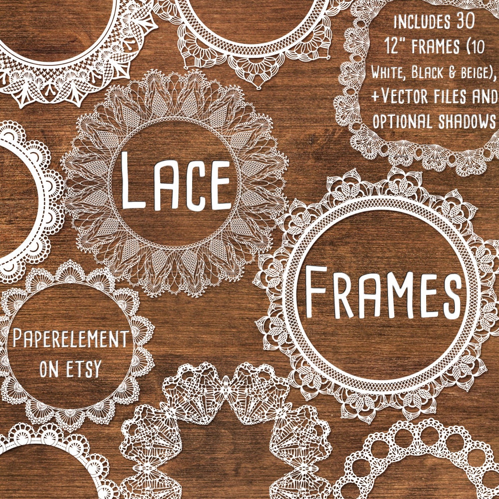 Digital Lace Clipart: Lace Clip Art Lace Frame by PaperElement