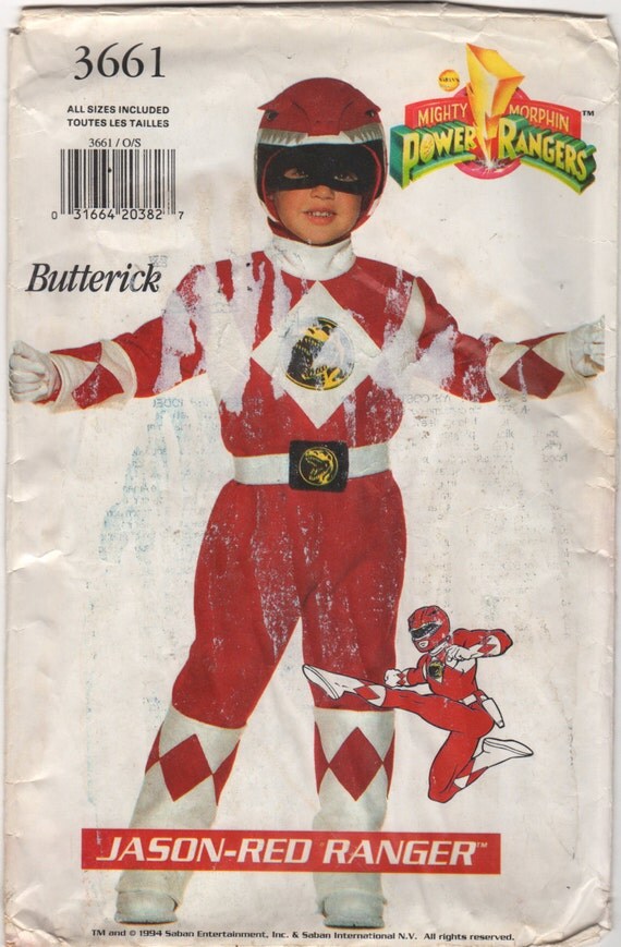 Butterick 3661 Boys Girls Jason Red Ranger Power by mbchills