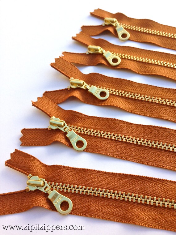 YKK Brass Gold Metal Donut Pull Zippers (5) Pieces - Gingerbread 079 ...