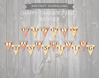 Items similar to Happy Harvest Printable Thanksgiving Fall DIY Banner ...