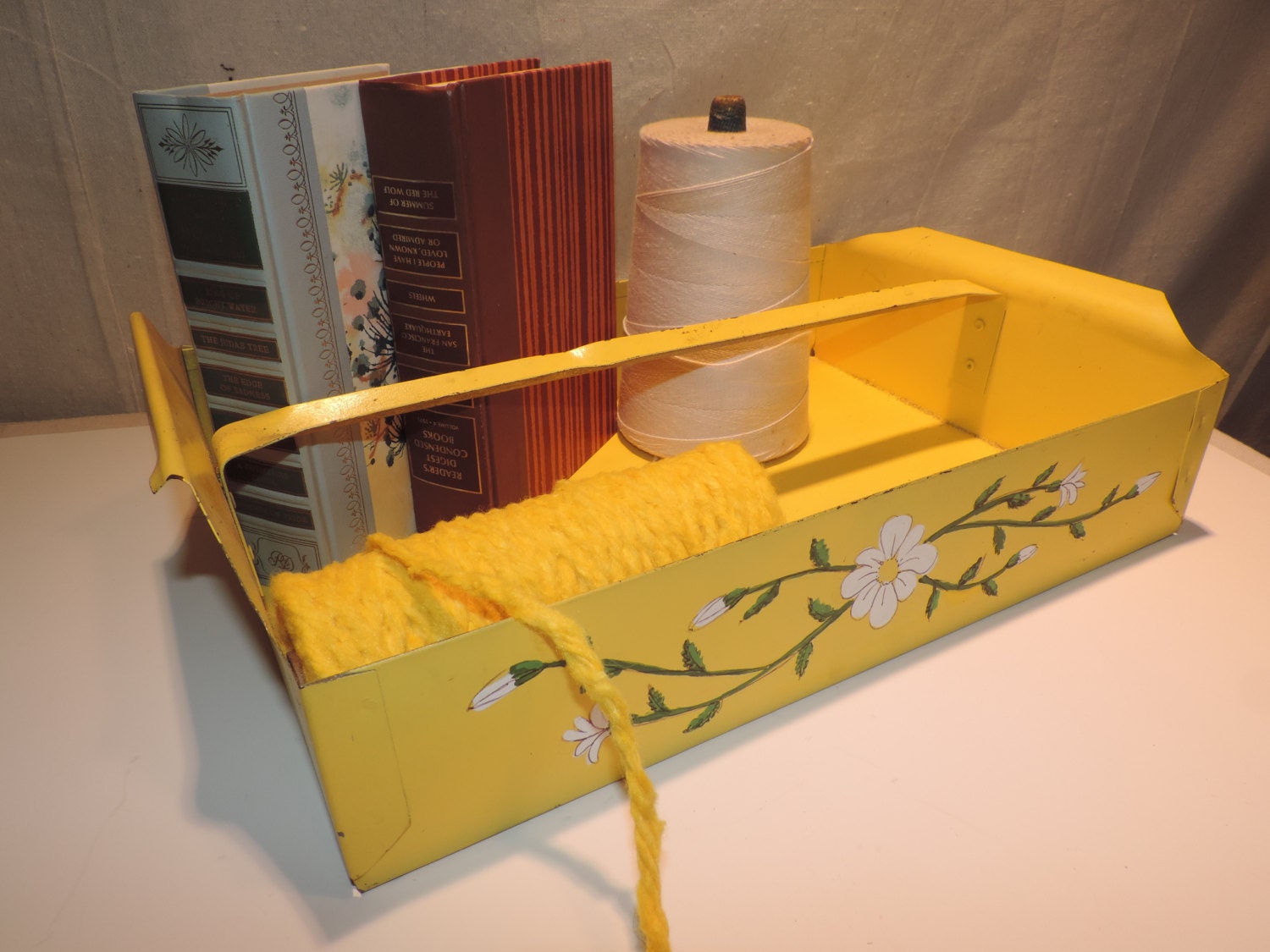 Hand Painted Caddy Yellow Storage Caddy Tool Box Crafy Caddy Storage ...